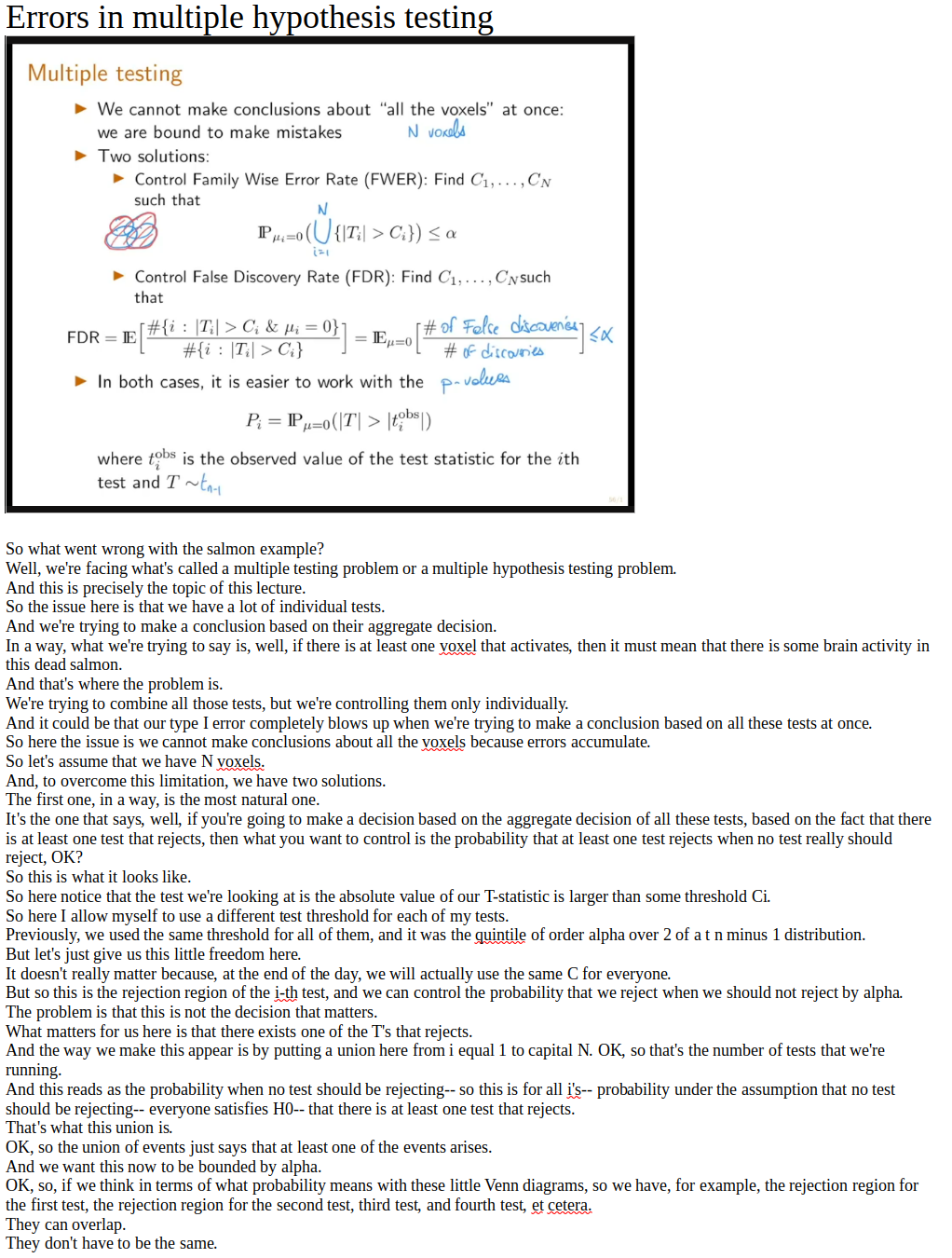 Errors in multiple hypothesis testing Multiple | Chegg.com