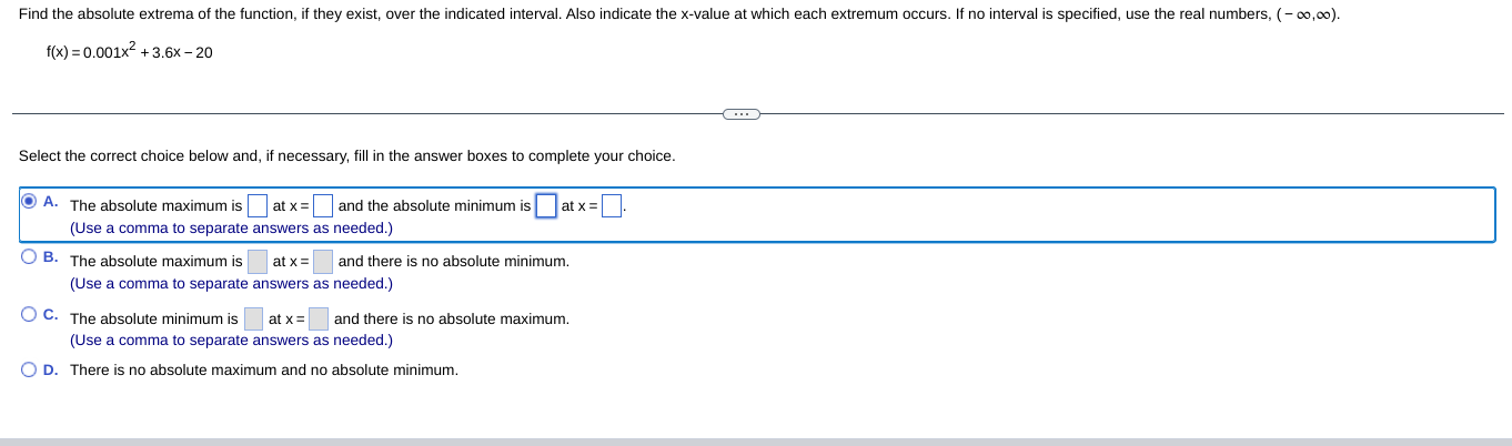 Solved Find the absolute extrema of the function, if they | Chegg.com