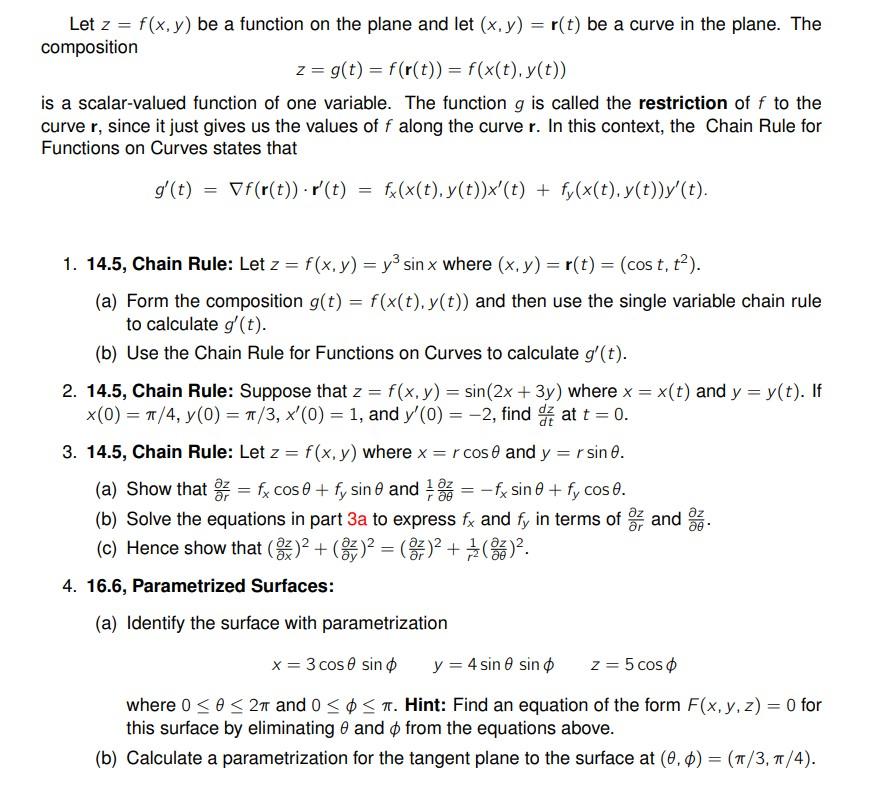 Solved Let z=f(x,y) be a function on the plane and let | Chegg.com