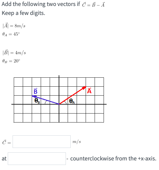 Solved Add the following two vectors if c = - Ā Keep a few | Chegg.com