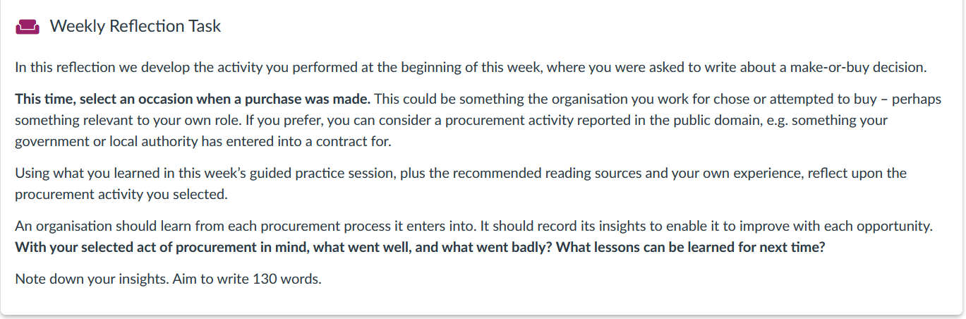 Solved Weekly Reflection Task In this reflection we develop | Chegg.com