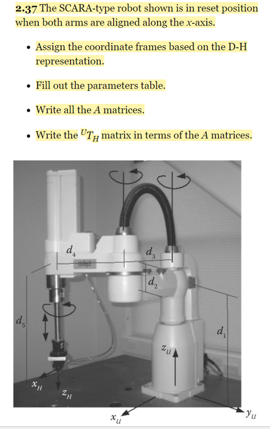2.37 The SCARA-type robot shown is in reset position | Chegg.com