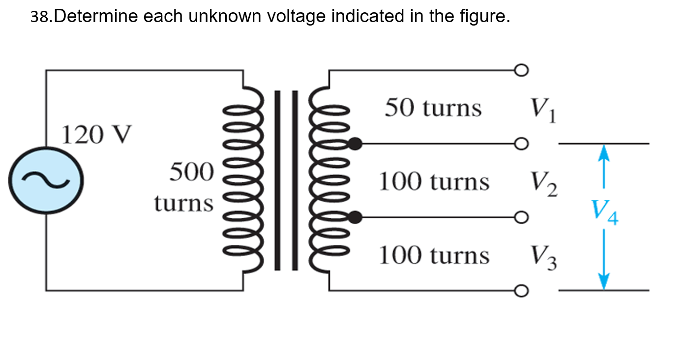 Solved 38. Determine each unknown voltage indicated in the | Chegg.com