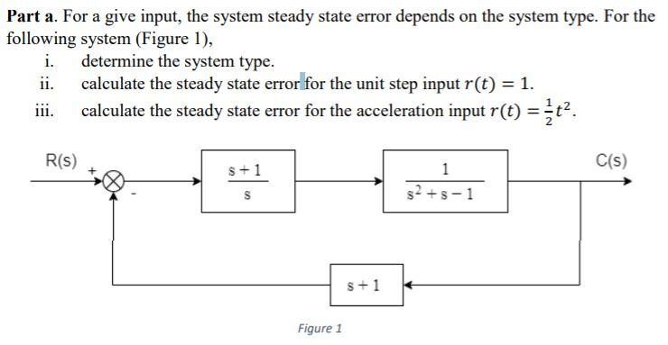 Solved Part a. For a give input, the system steady state | Chegg.com