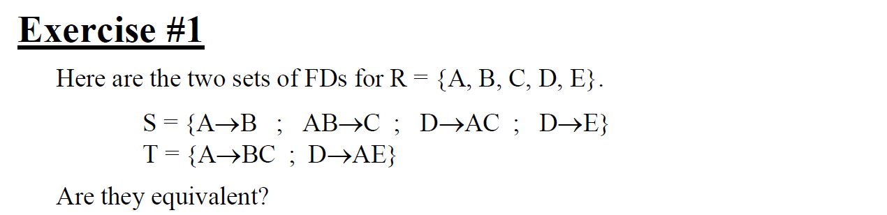 Solved Xercise 1 Here Are The Two Sets Of Fds For 4656