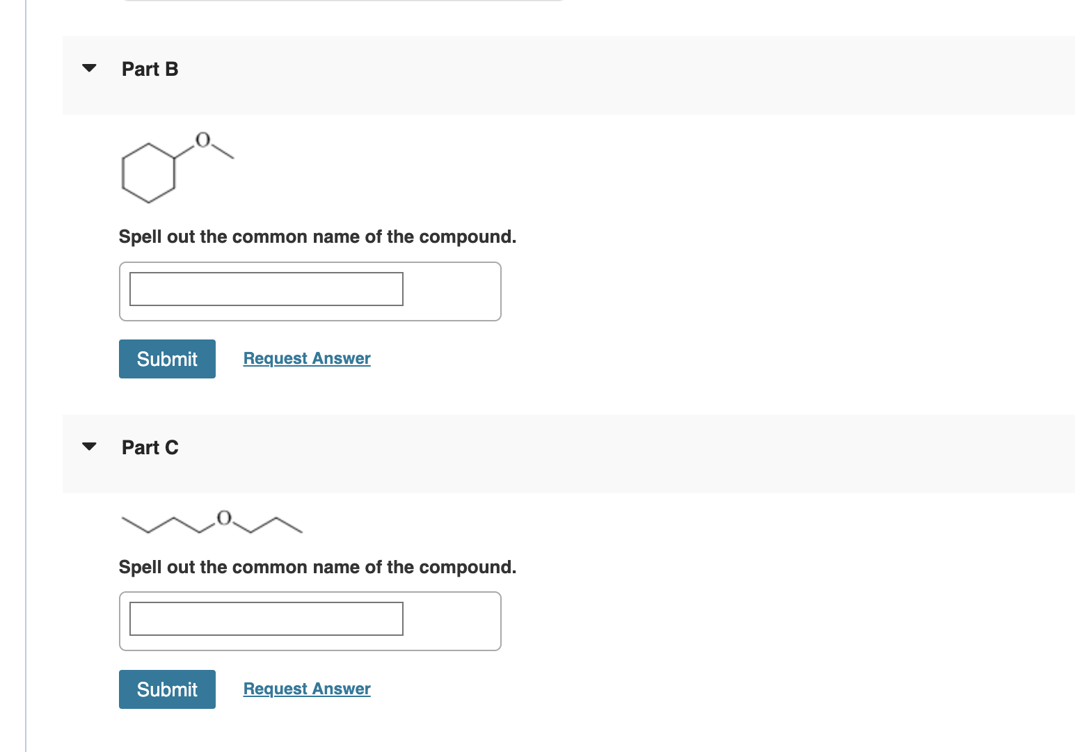 Solved Spell out the common name of the compound. Part C | Chegg.com
