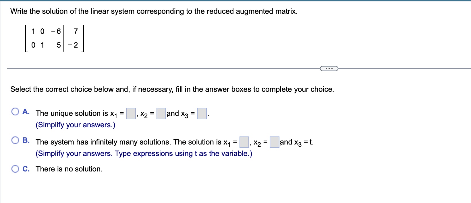 Solved Write the solution of ﻿the linear system | Chegg.com