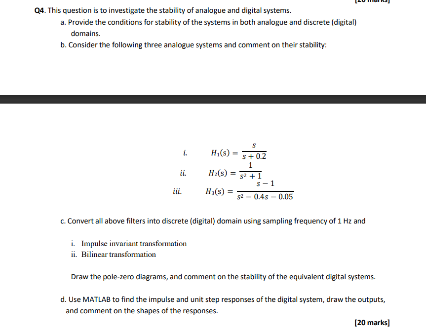 Solved Q4. ﻿This question is to investigate the stability of | Chegg.com
