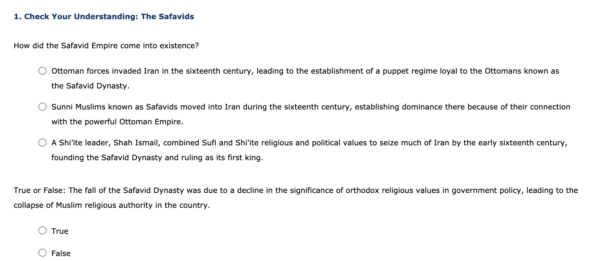 Solved 1. Check Your Understanding: The Safavids How did the | Chegg.com