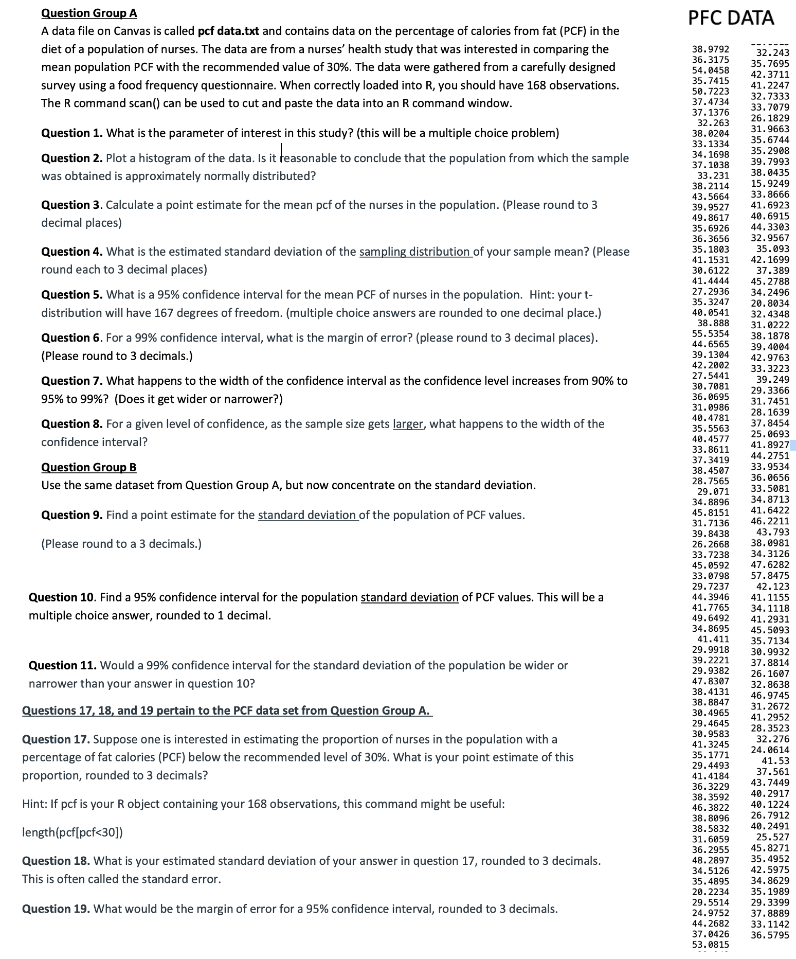 Solved Question Group A A data file on Canvas is called pcf | Chegg.com