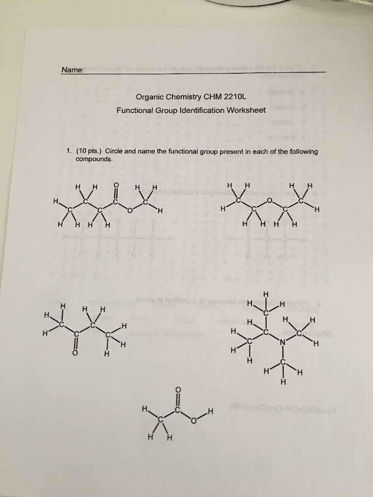 Solved Name: Organic Chemistry CHM 2210L Functional Group | Chegg.com