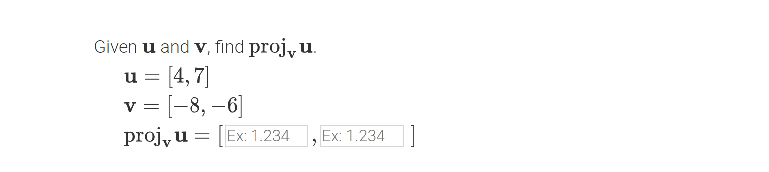 Solved Given u and v, find projvu. | Chegg.com