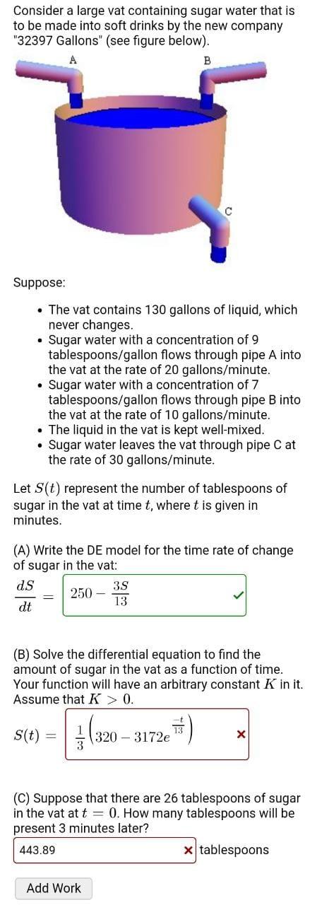Solved Consider a large vat containing sugar water that is | Chegg.com