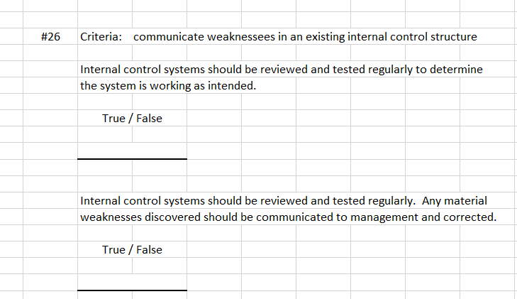 Solved \#26 Criteria: communicate weaknessees in an existing | Chegg.com