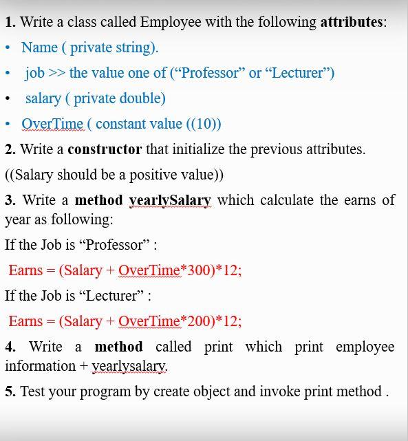 Solved . 1. Write a class called Employee with the following | Chegg.com