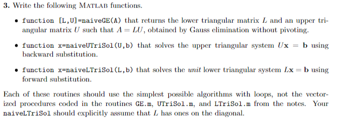 Solved 3 Write The Following Matlab Functions Function 8577