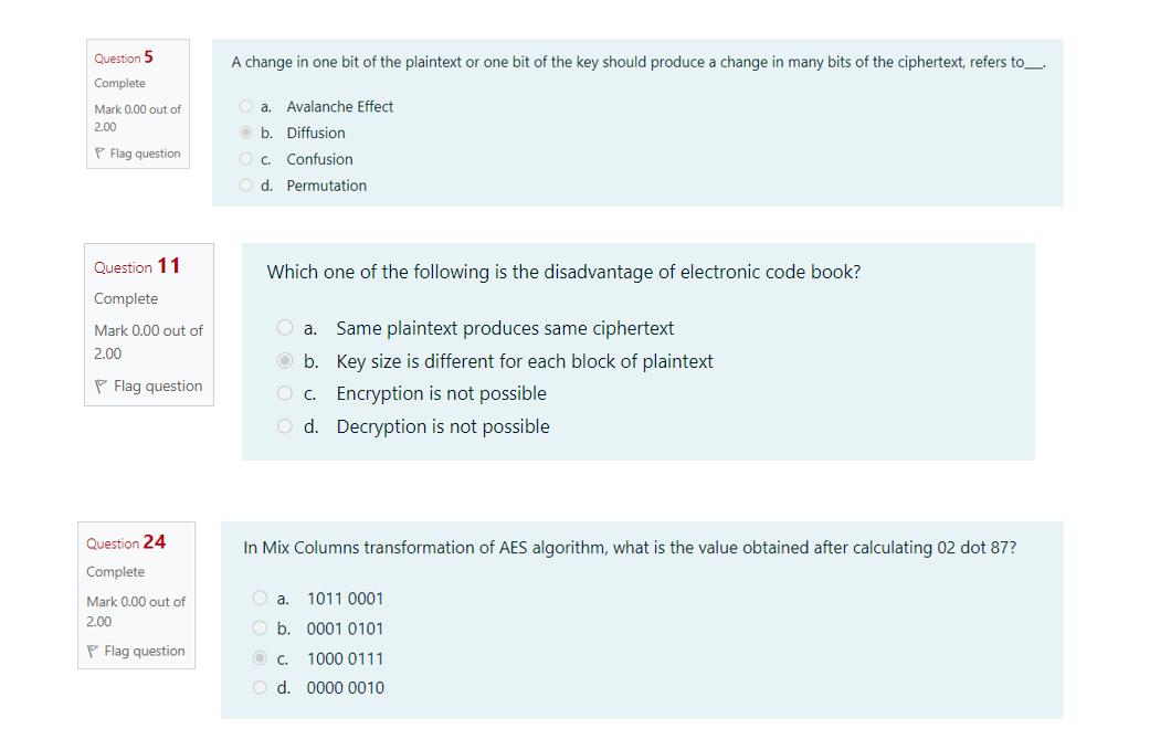 Solved A change in one bit of the plaintext or one bit of | Chegg.com