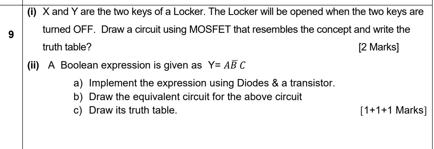 Solved (i) X and Y are the two keys of a Locker. The Locker | Chegg.com