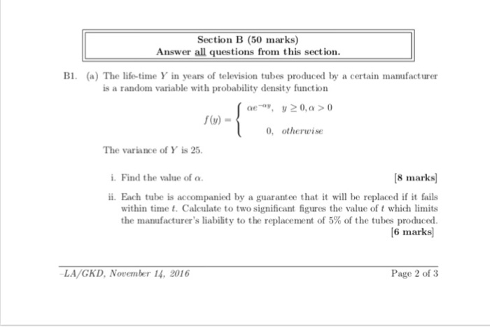 Solved B1. Suppose that the random variable X have the | Chegg.com