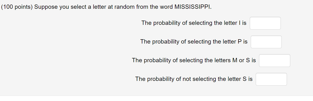 Solved (100 points) Suppose you select a letter at random | Chegg.com