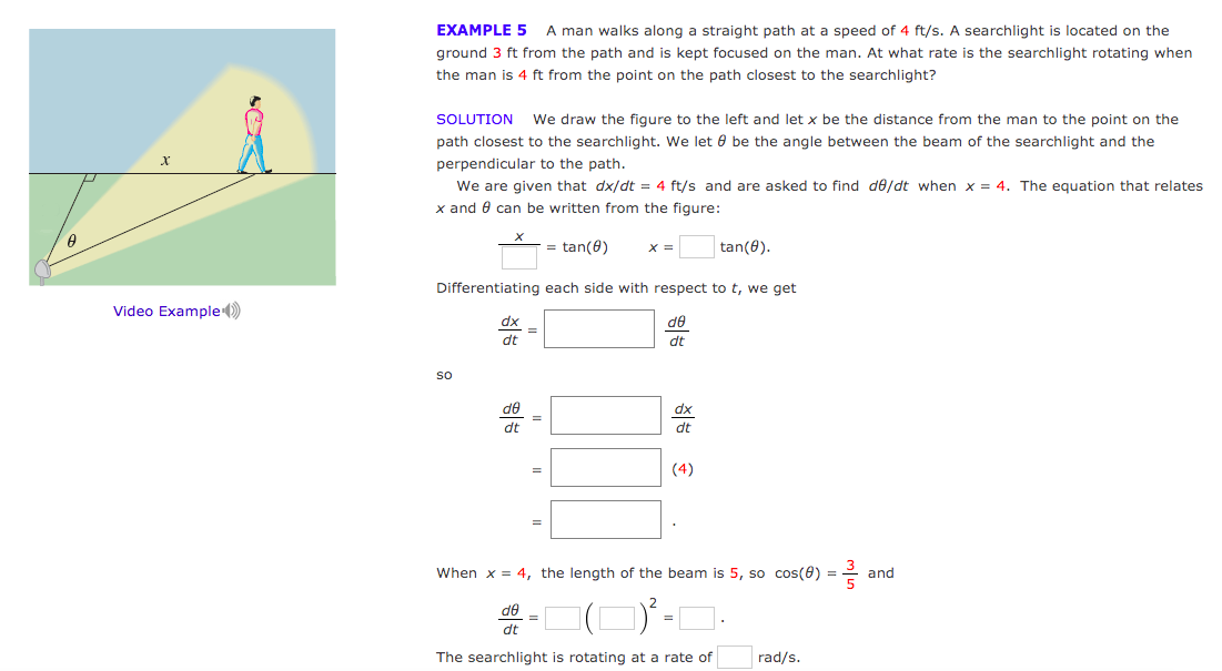 Solved EXAMPLE 5 A man walks along a straight path at a | Chegg.com