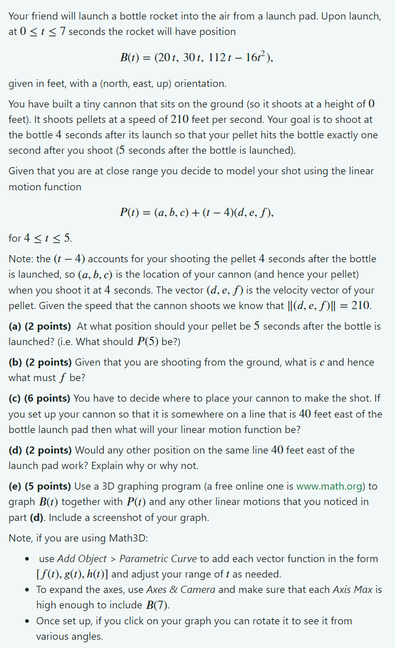 Solved Your friend will launch a bottle rocket into the air | Chegg.com