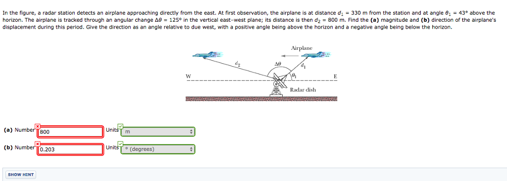 Solved In the figure, a radar station detects an airplane | Chegg.com