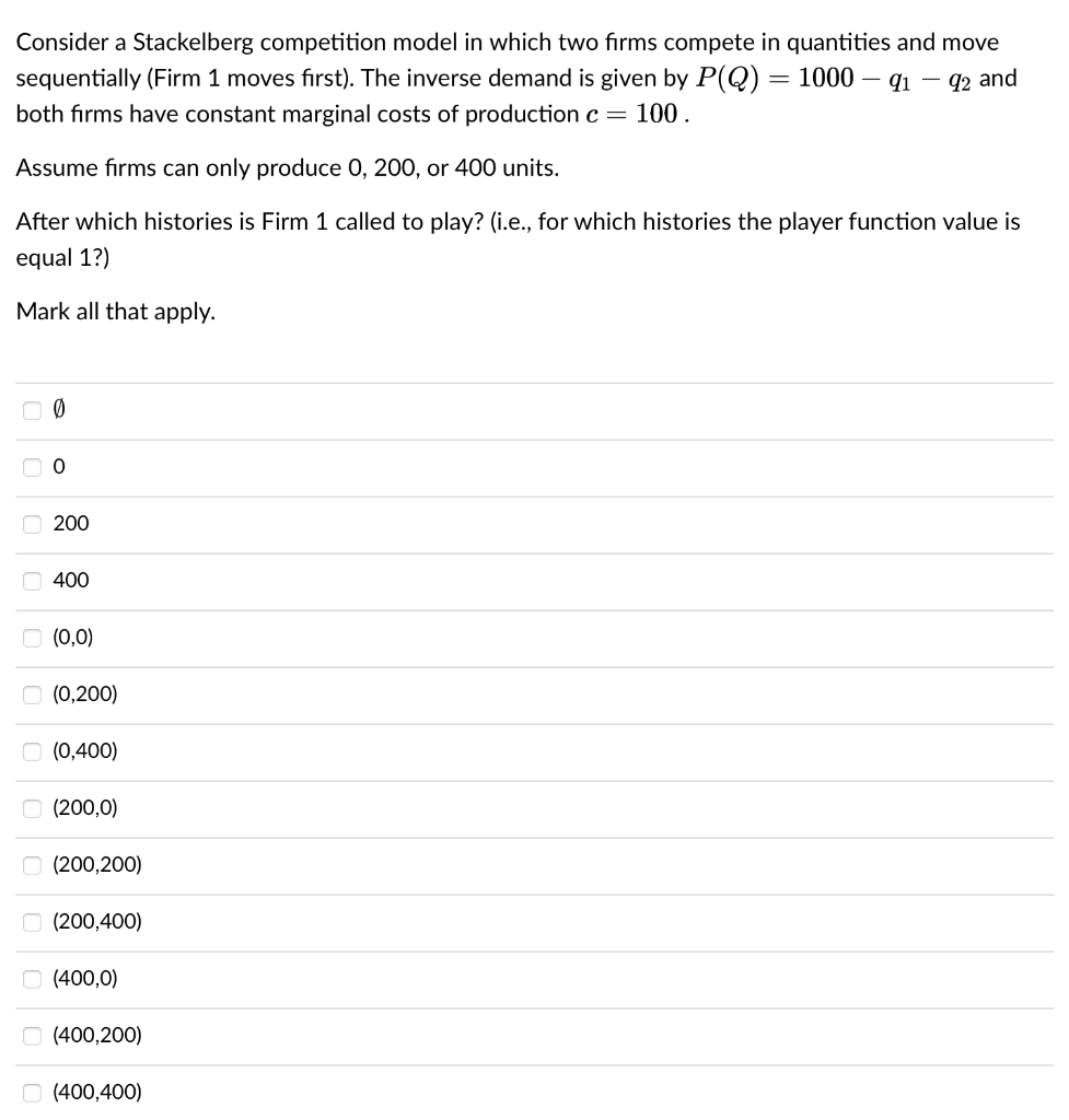 Solved Consider a Stackelberg competition model in which two | Chegg.com