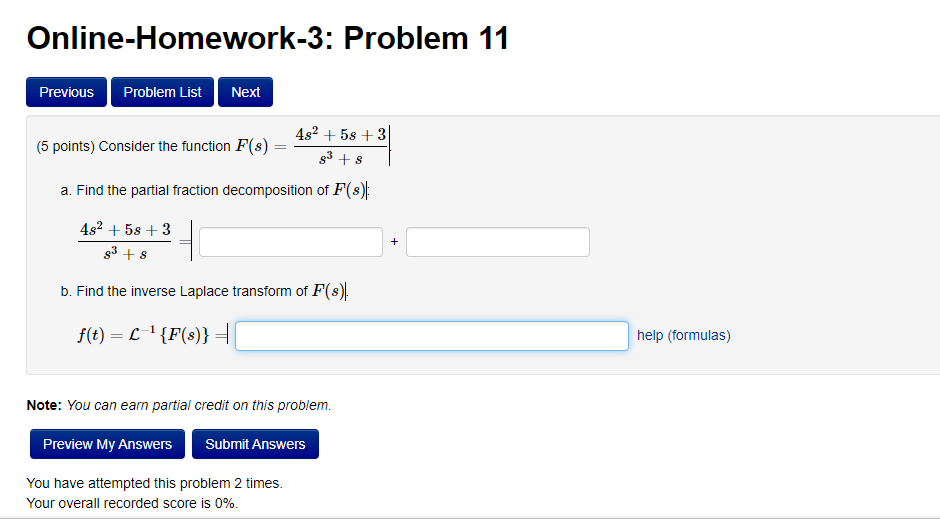 Solved Online-Homework-3: Problem 11 Previous Problem List | Chegg.com