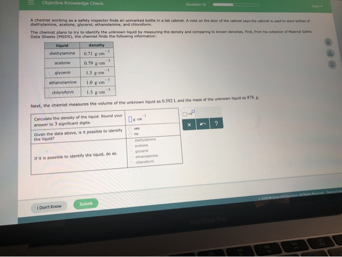 Solved Objective Knowledge Check A chemist working as a | Chegg.com
