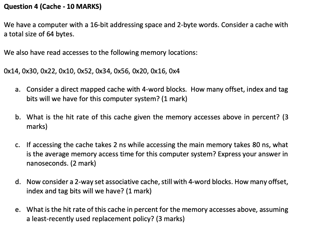 Solved We have a computer with a 16-bit addressing space and | Chegg.com