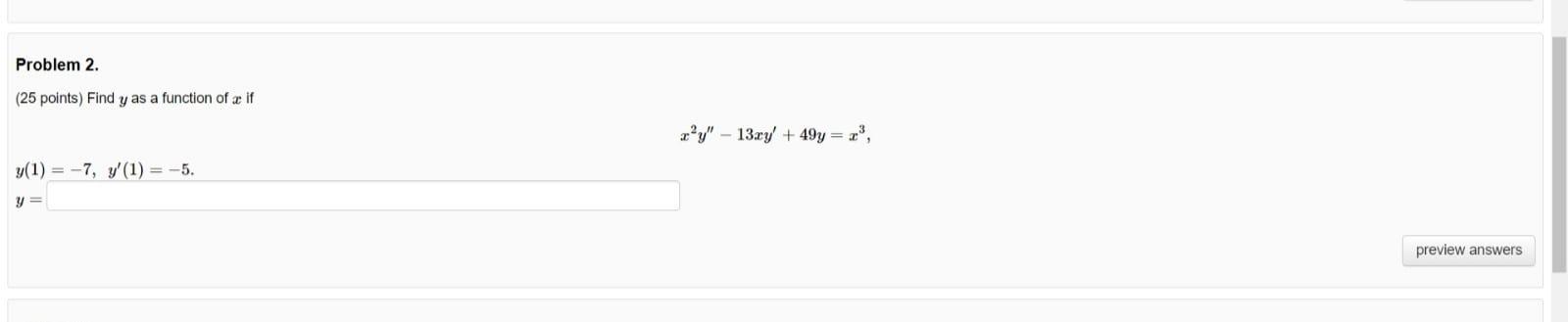 Solved Find yy as a function of xx | Chegg.com