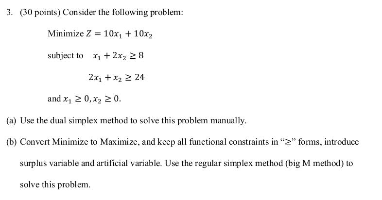 Solved 3 30 Points Consider The Following Problem