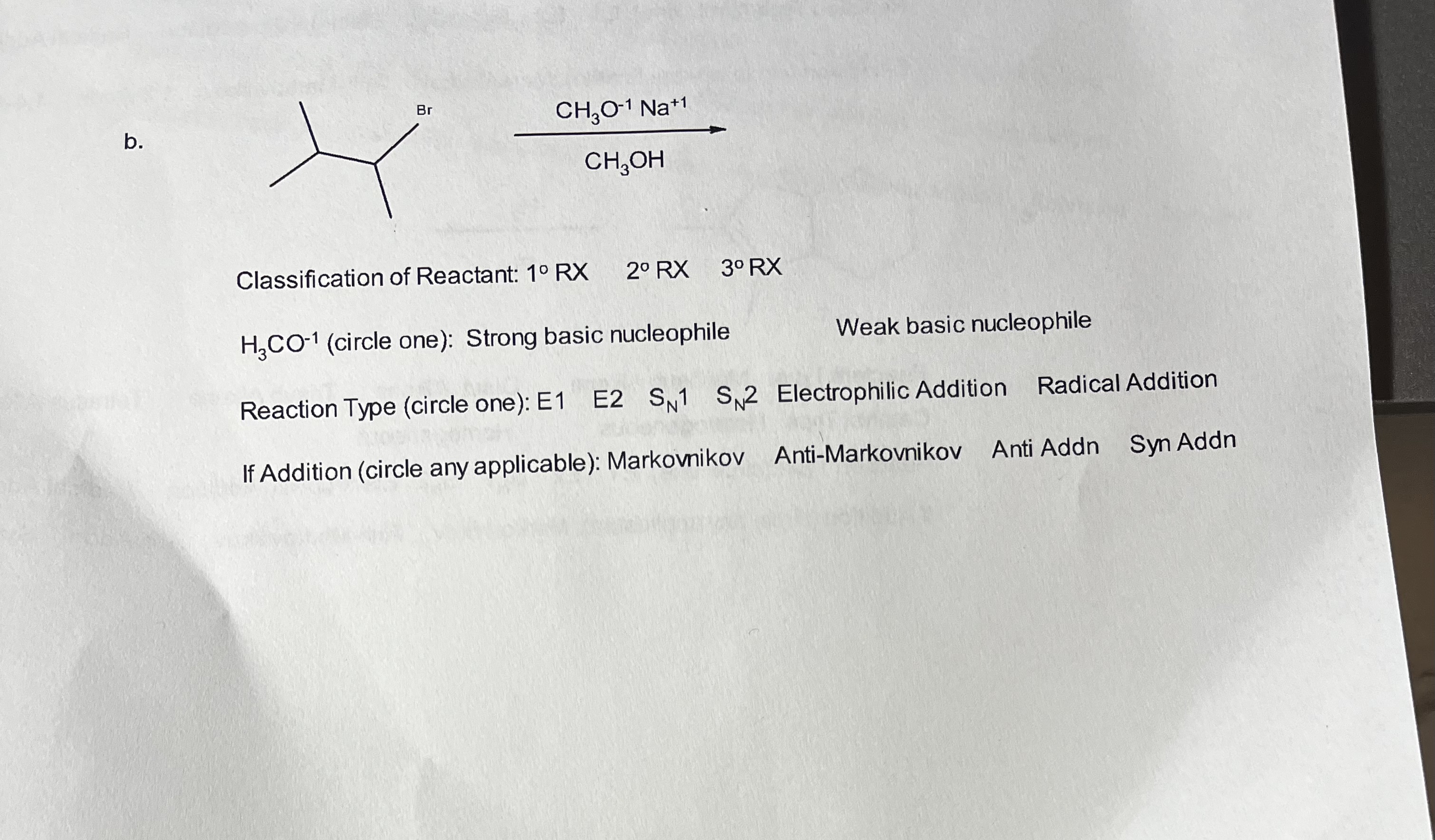 Solved b.Classification of Reactant: | Chegg.com