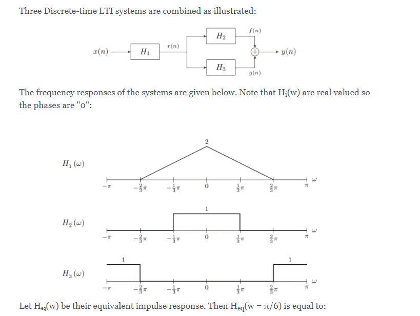 Solved Three Discrete-time LTI systems are combined as | Chegg.com
