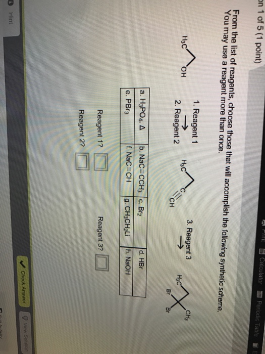 Solved From the list of reagents, choose those that will | Chegg.com