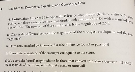 Solved 3 Statistics for Describing, Exploring, and Comparing | Chegg.com