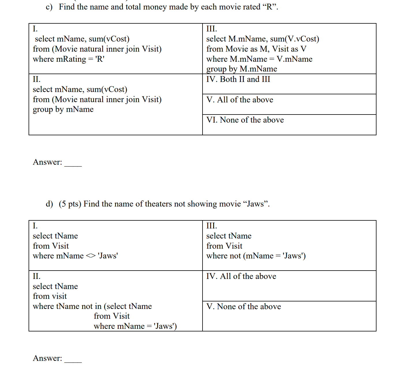Solved Problem 1 (25 points) Understanding of SQL | Chegg.com