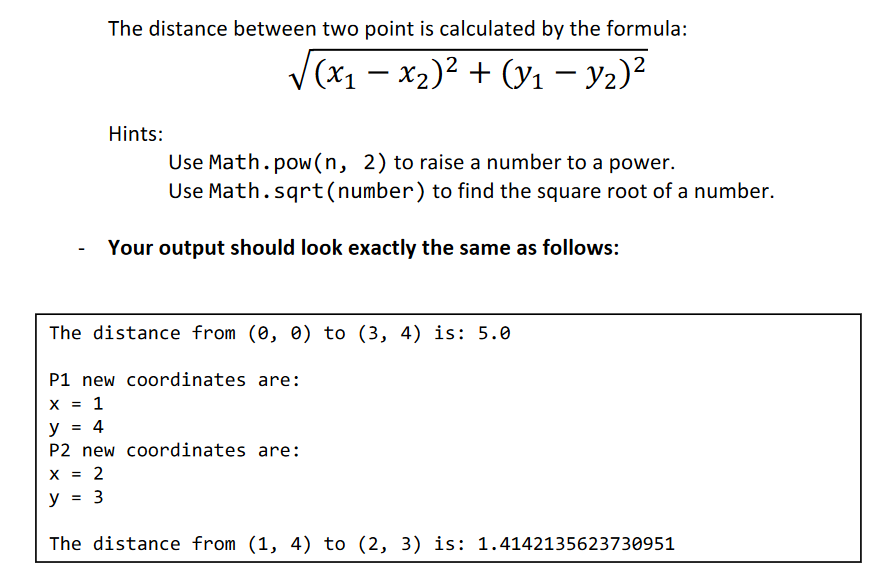 Solved The distance between two point is calculated by the | Chegg.com