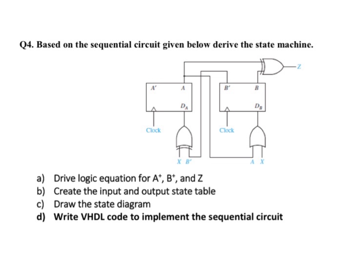 Solved Q4. Based on the sequential circuit given below | Chegg.com