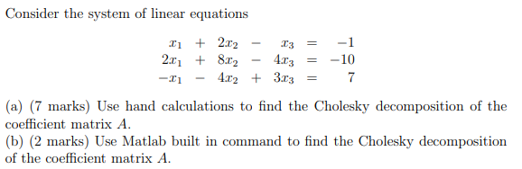 Solved Consider the system of linear equations 2 + 2.02 13 | Chegg.com