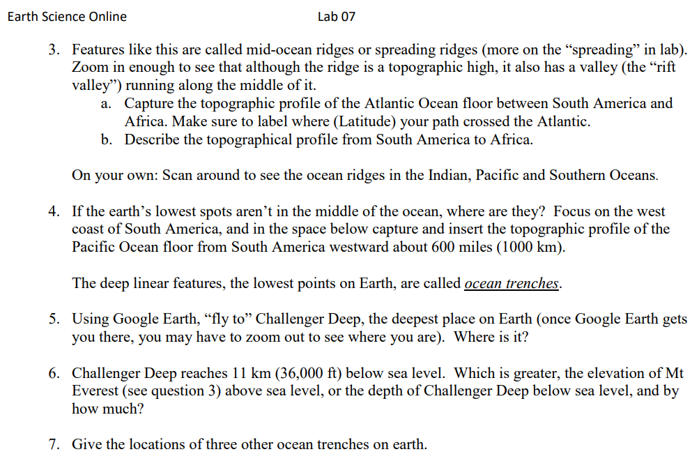 Earth Science Online Lab 07 Introduction to Plate | Chegg.com