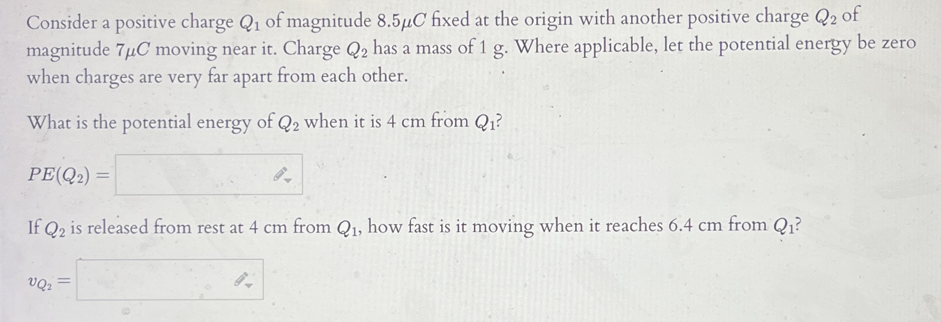 Solved Consider a positive charge Q1 of magnitude 8.5μC | Chegg.com