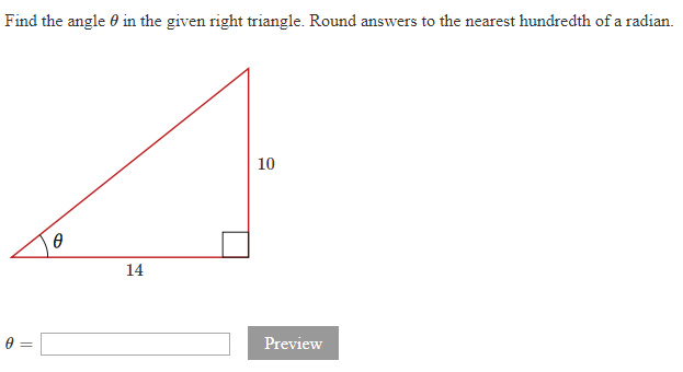 Solved Find the angle in the given right triangle. Round | Chegg.com