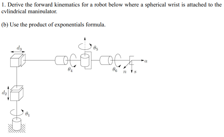 Solved 1. Derive the forward kinematics for a robot below | Chegg.com