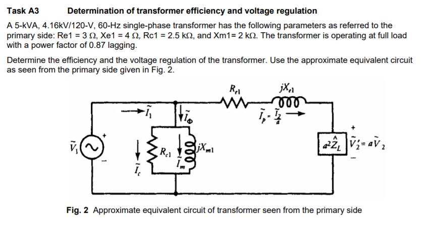 Solved Task A3 Determination of transformer efficiency and | Chegg.com