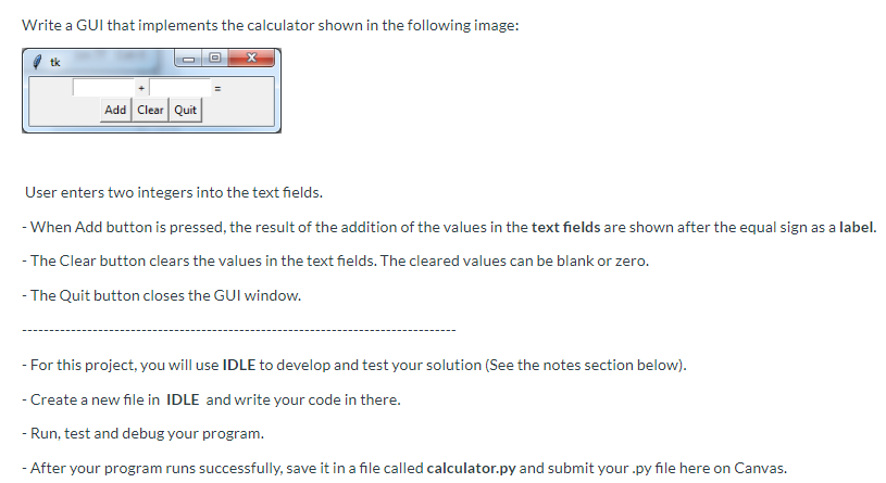 Solved Write A Gui That Implements The Calculator Shown In