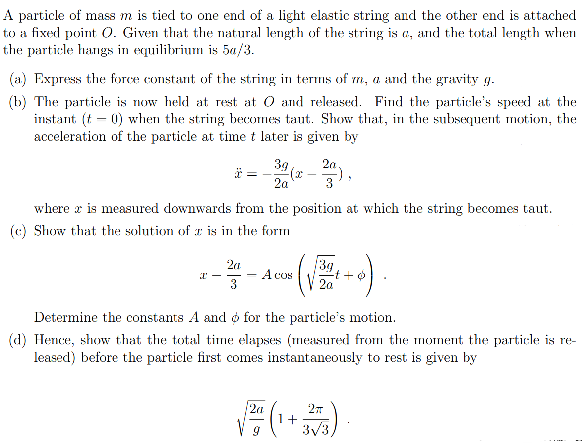 Solved A particle of mass m is tied to one end of a light | Chegg.com