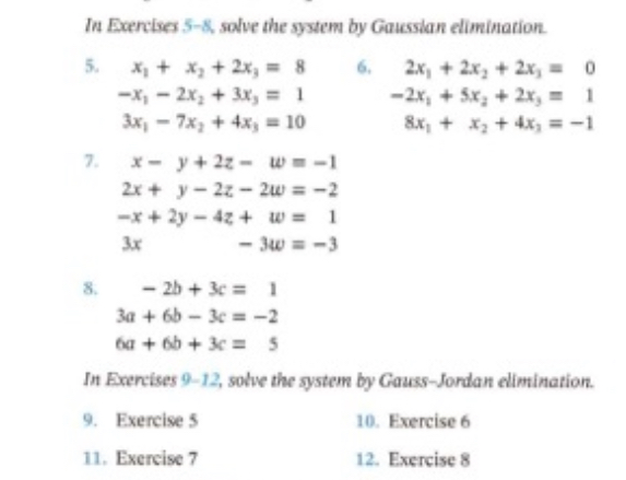 Solved In Exercises 5-8, solve the system by Gaussian | Chegg.com