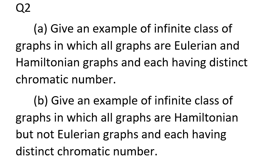 Solved Q2 (a) Give an example of infinite class of graphs in | Chegg.com
